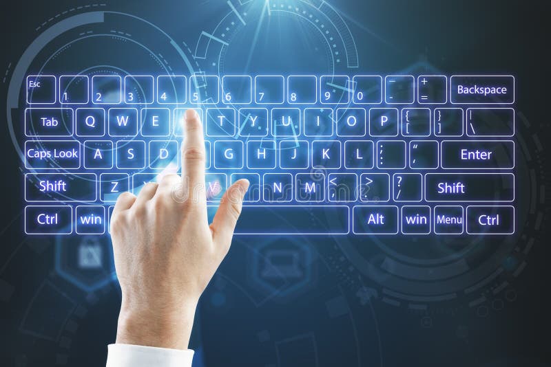 Teclado Virtual Con Las Manos Imagen de archivo - Imagen de elegante ...