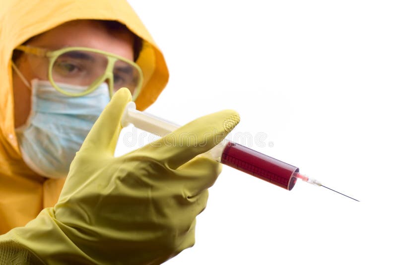 Operatore Di Laboratorio Con Una Siringa Fotografia Stock - Immagine di ...