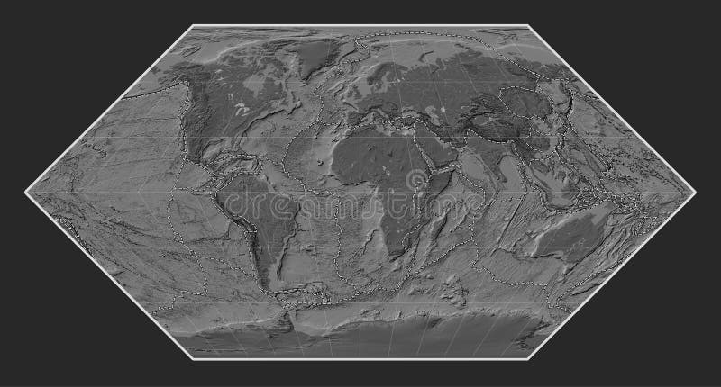 Tectonic Plate Boundaries on the World Bilevel Map - 0 PM. Ecker Stock ...
