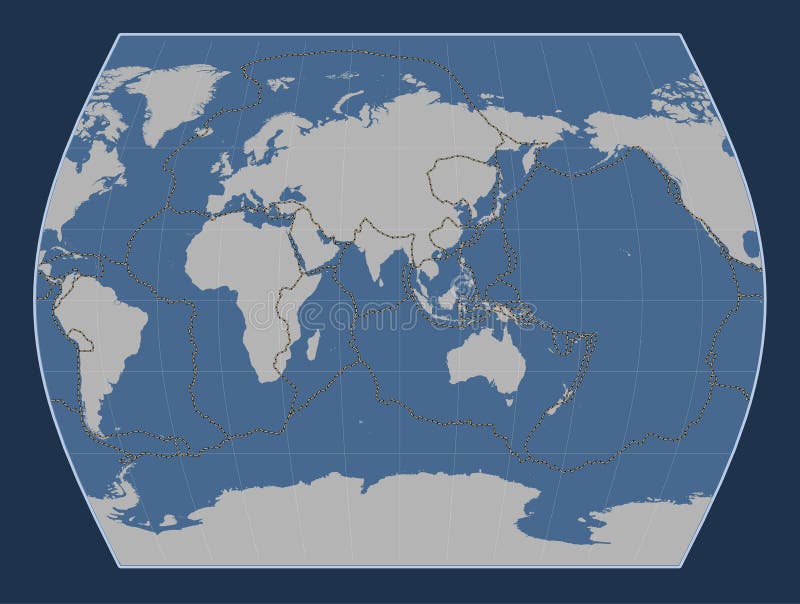 Tectonic Plate Boundaries on the World Contour Map - 90 PM. Time Stock ...