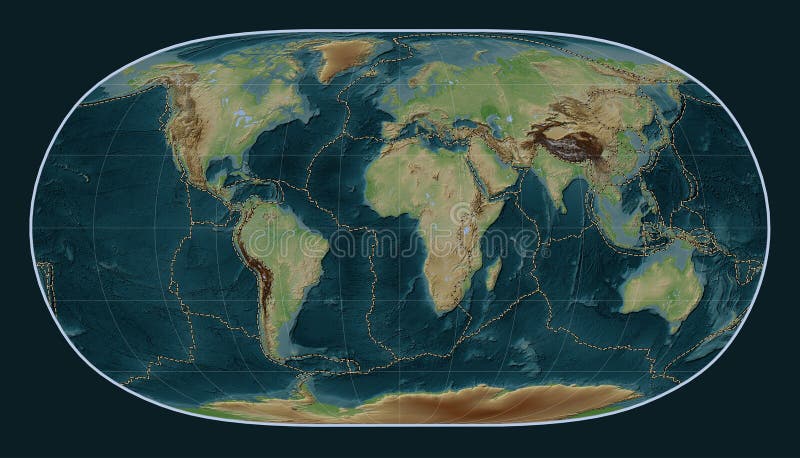 Tectonic Plate Boundaries on the World Wiki Map - 0 PM. Natural Stock ...