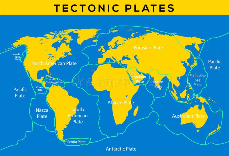 Tectonic Plate. Earth`s Lithosphere. World Map Stock Vector ...