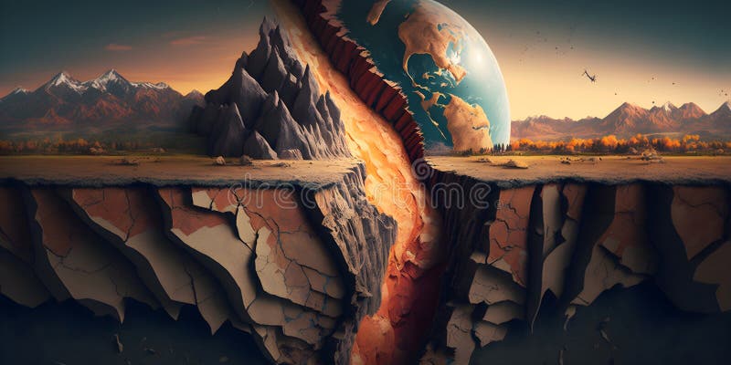 Tectonic Plate Shift and Tectonic Fault Concept. Generative AI Stock ...