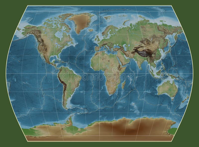 Tectonic Plates. Colored Elevation. Times Projection 0 Stock ...