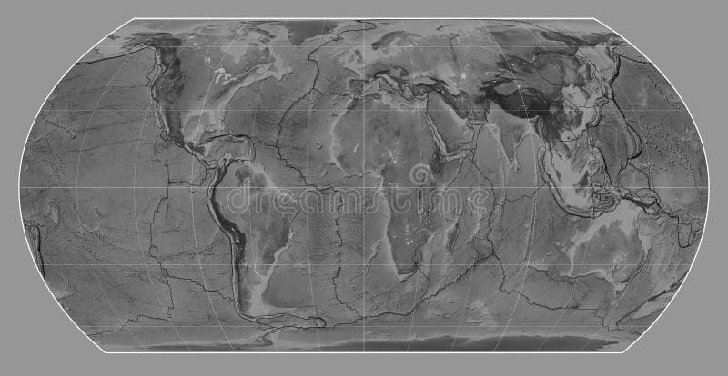 Tectonic Plates. Grayscale. Hatano Asymmetrical Equal Area Proje Stock ...