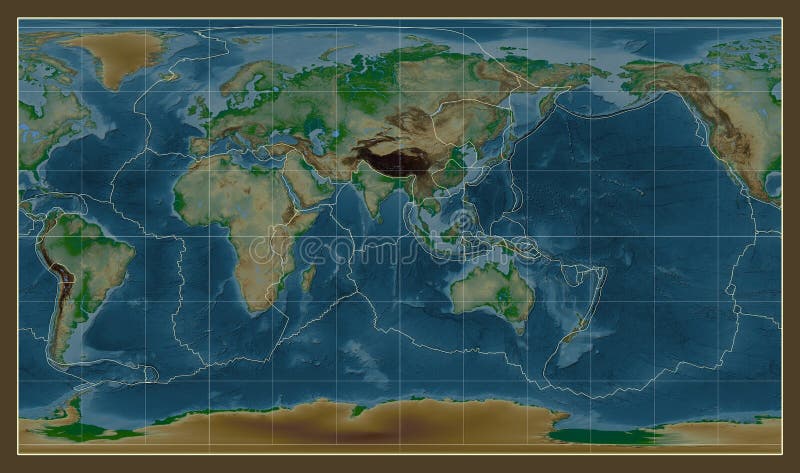 Tectonic Plates. Physical. Patterson Cylindrical Projection 90 E Stock ...