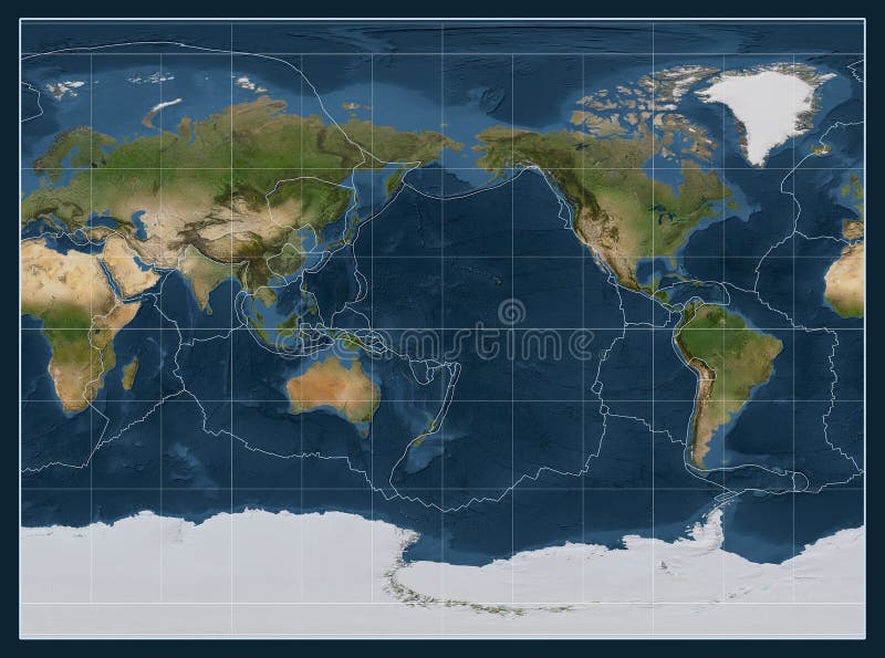 Tectonic Plates. Satellite. Miller Cylindrical Projection 180 Stock ...