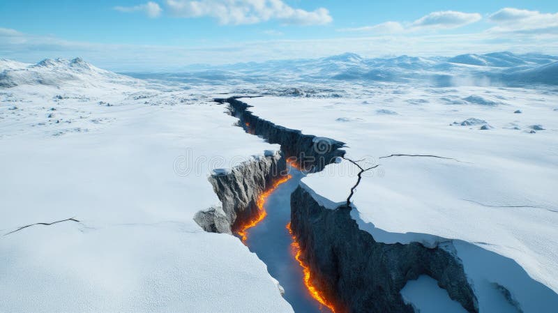 Tectonic Rift in Snowy Landscape. Stock Illustration - Illustration of ...