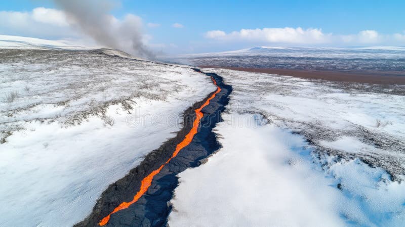 Tectonic Shift Splits Snowy Mountain. Stock Illustration - Illustration ...