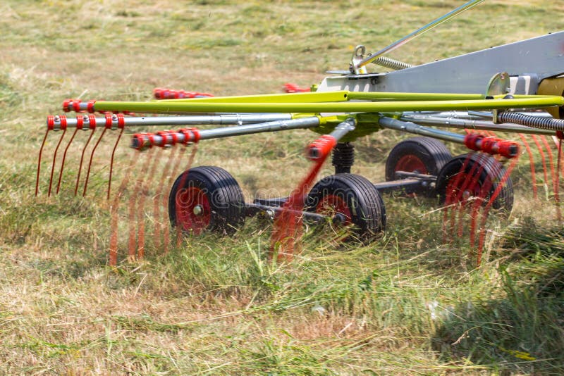 Close-up of Old Hay Tedder on Field Stock Photo - Image of retro ...