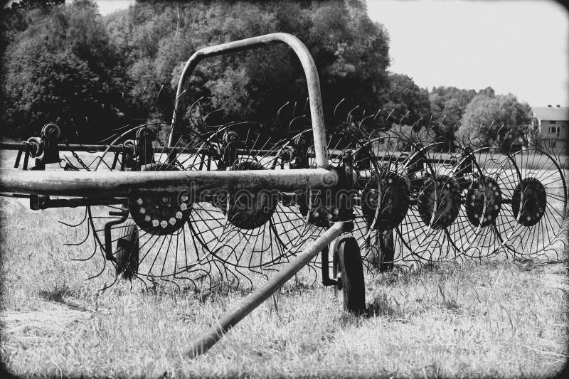 Tedder, Tedder and Hay Rake Stock Photo - Image of railway, tedder ...