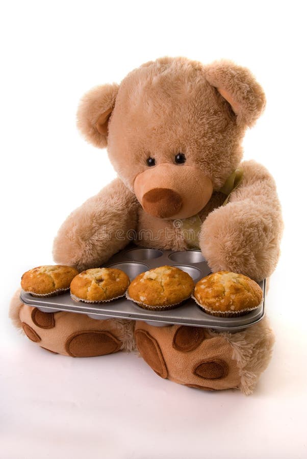 Teddy baking muffins stock photo. Image of text, child - 17763264