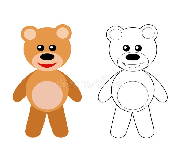 Simple Teddy Bear Coloring Page Stock Illustrations – 410 Simple Teddy ...