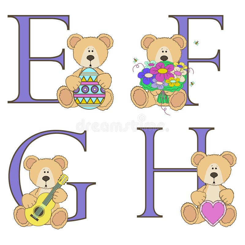 Teddy bear alphabet stock vector. Illustration of elementary - 61657771