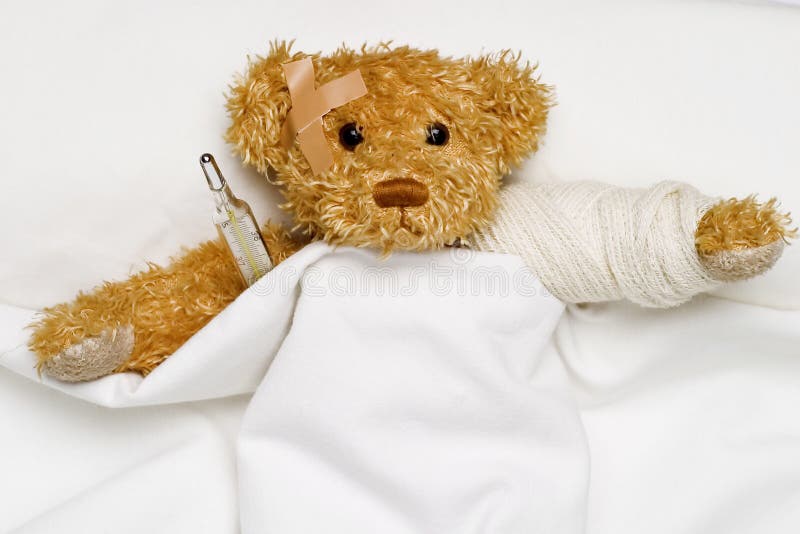 Teddy Bear as a patient stock photo. Image of illness - 5048466