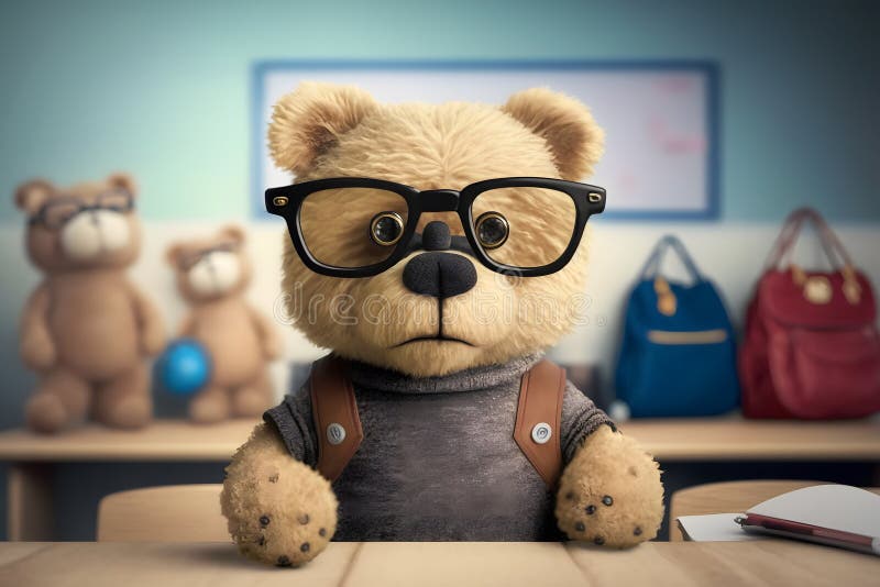 Teddy Bear As a Student at School. Back To School Stock Illustration ...