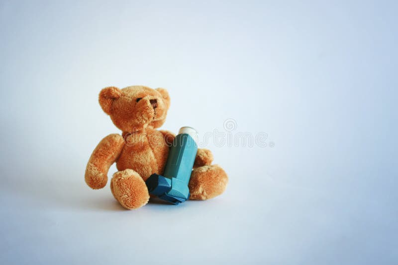 Teddy Bear and Asthma Spray Stock Photo - Image of isolated, chronic ...