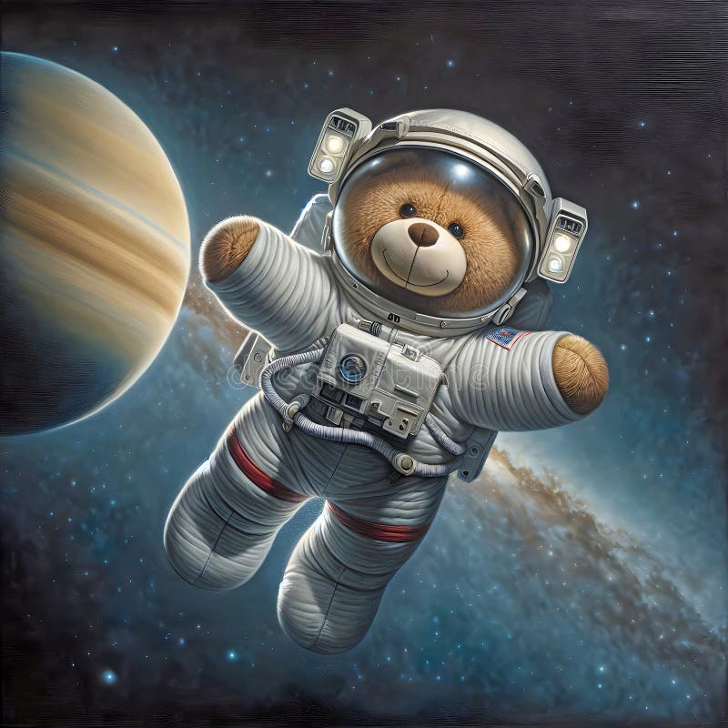 Teddy Bear Astronaut Floating in Outer Space Stock Illustration ... Teddy Bear Astronaut Floating in Outer Space Stock Illustration ...