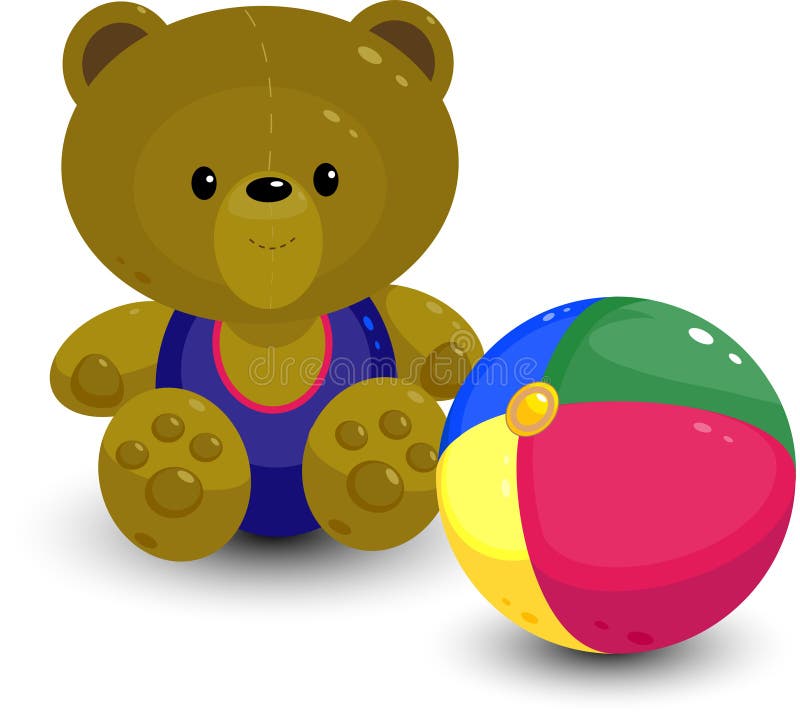 Teddy bear with ball stock vector. Illustration of animal - 7619310