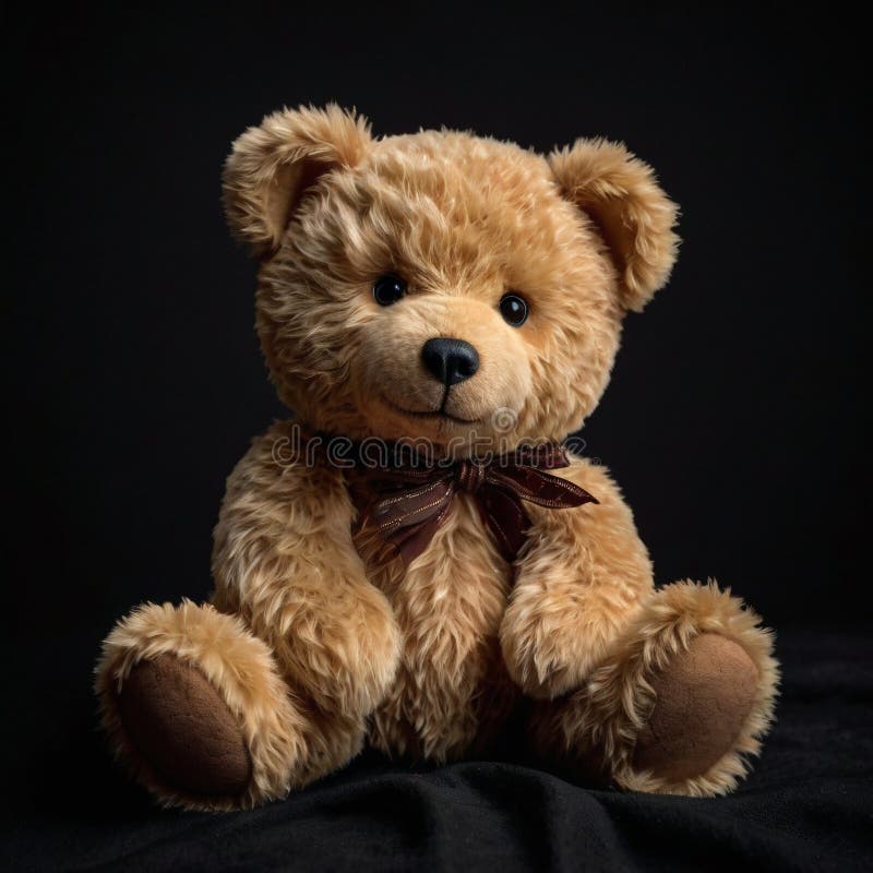 Teddy Bear Black Background Stock Illustration - Illustration of soft ...