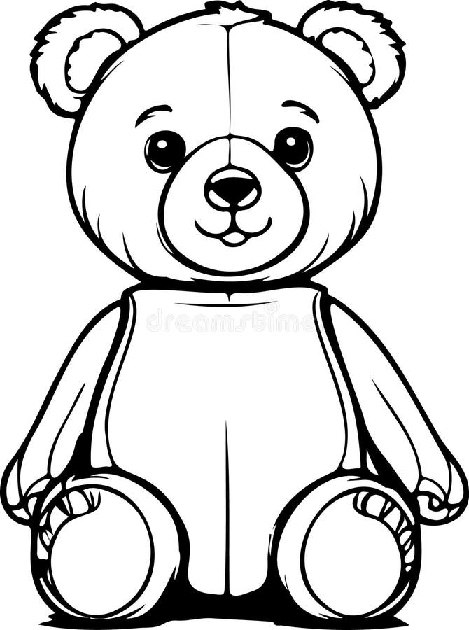 Teddy Bear Black Outline Illustration Vector Stock Vector ...