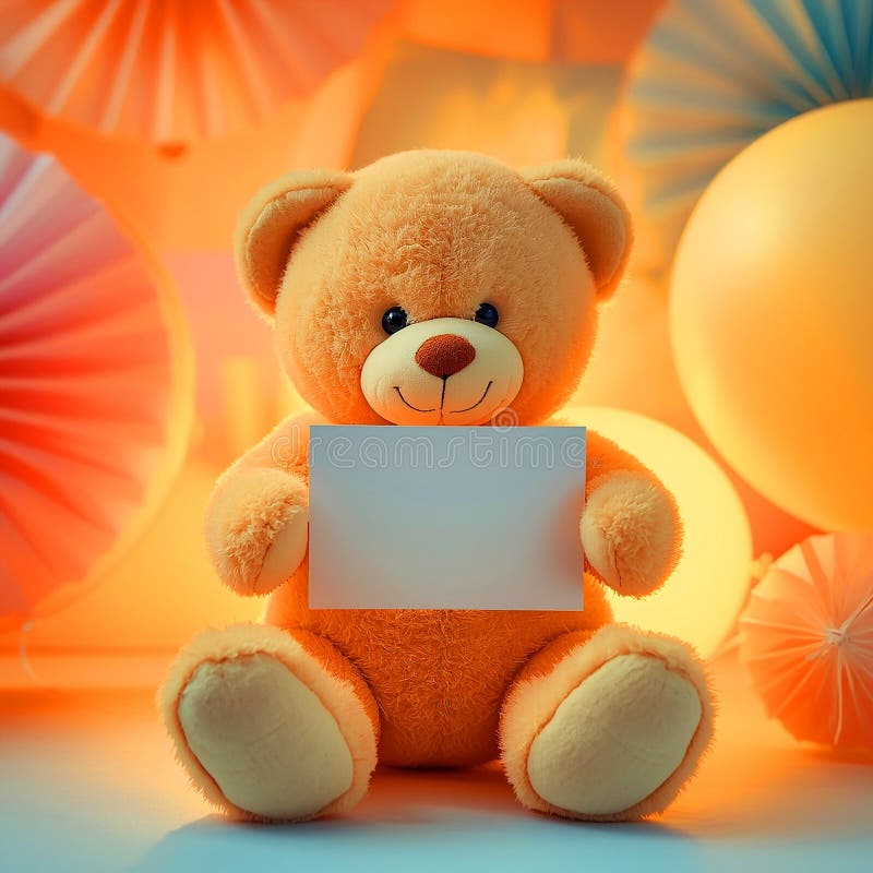Teddy Bear Blank Sign Festive Celebration Message Stock Illustration ...