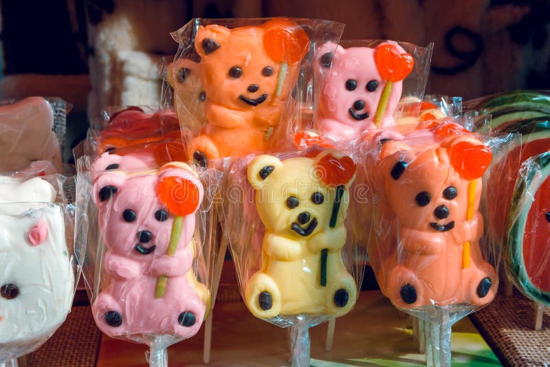 Teddy Bear Candy on a Stick. Handwork, Hobbies, Crafts Stock Image ...