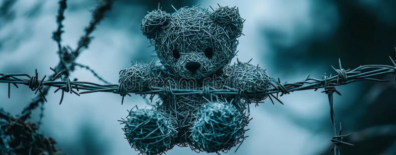 A Teddy Bear Caught in Barbed Wire Represents Innocence in the Midst of ...