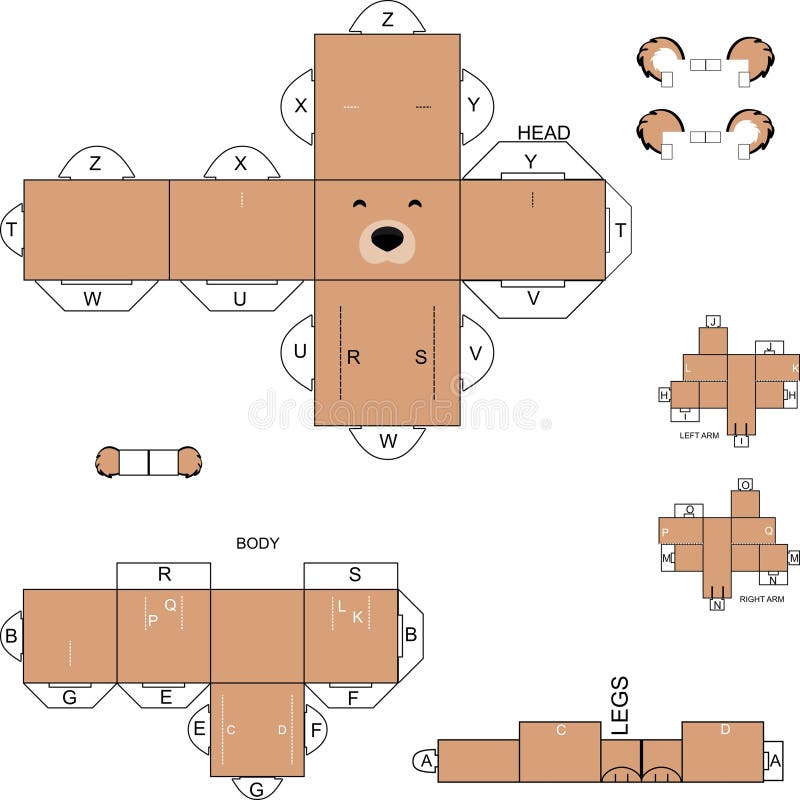Teddy Bear Character Cartoon Illustration Cube Craft Design Stock ...