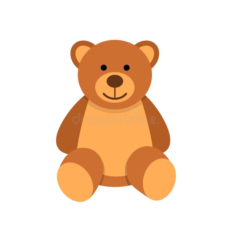 Teddy Bear Character Isolated on White Background. Soft Toy in Flat ...