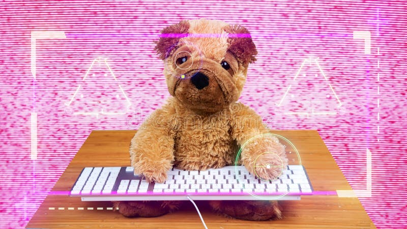 Teddy Bear Typing on Keyboard Stock Video - Video of humor, computer ...