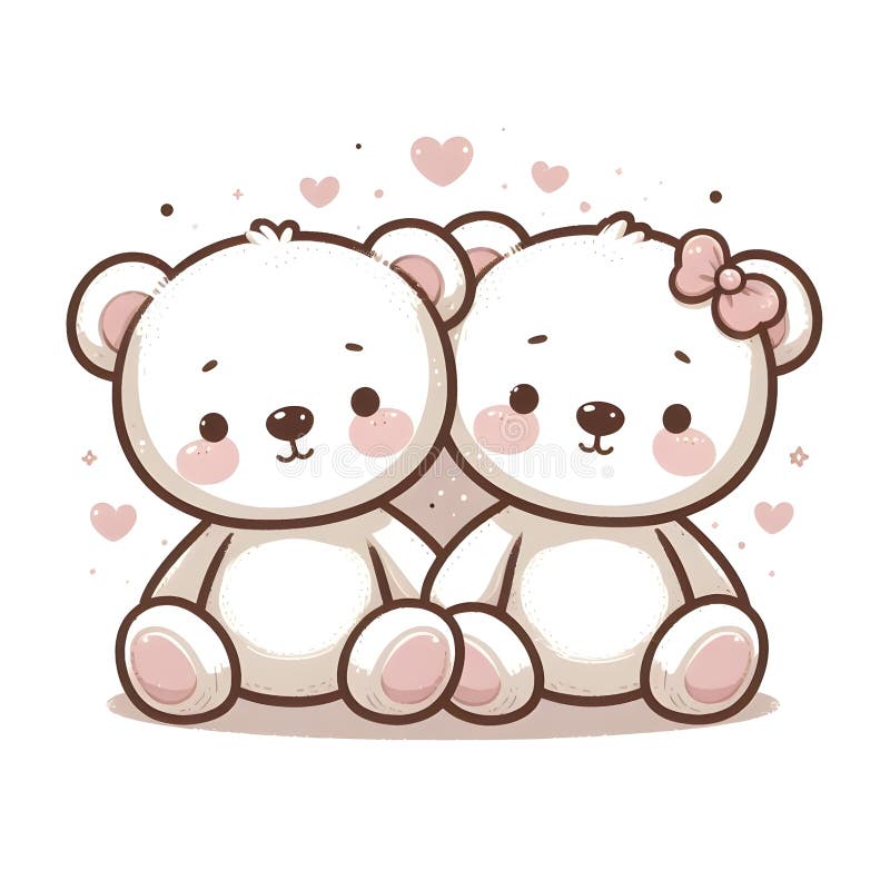 Teddy Bear Couple Minimal Artwork Stock Illustration - Illustration of ...