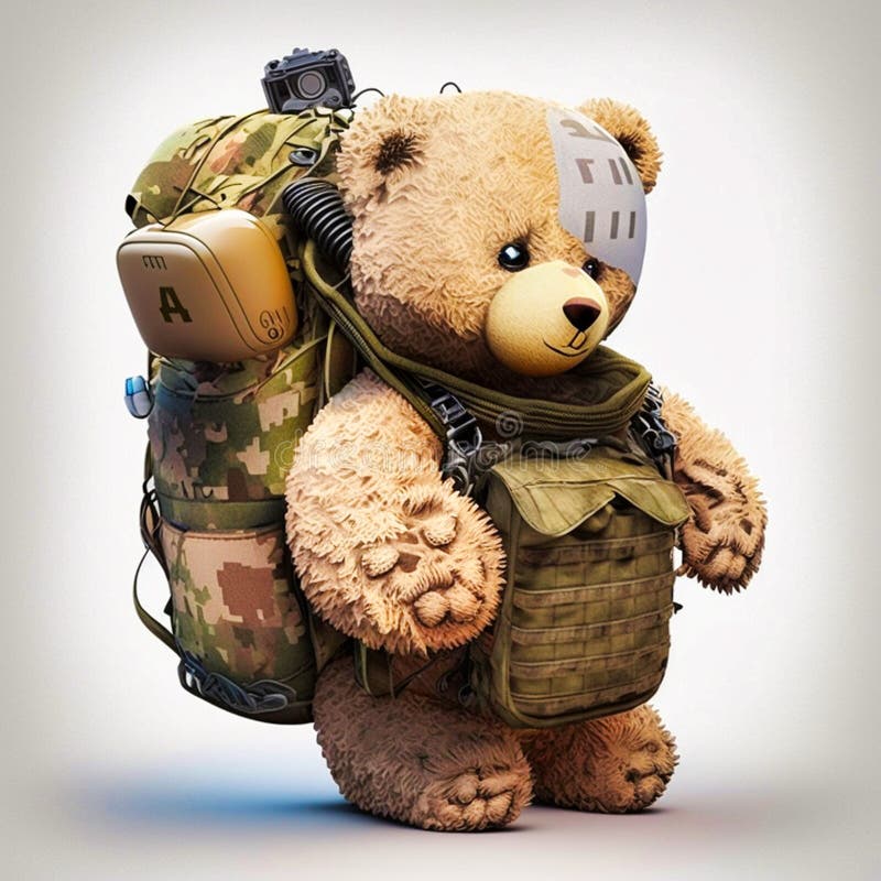 Teddy Bear that Decorates a Soldiers Backpack, Generative AI Stock ...