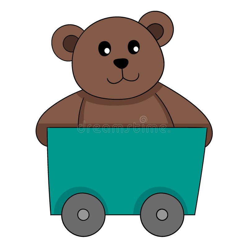 Teddy Bear Doll is Sitting on the Train Stock Vector - Illustration of ...