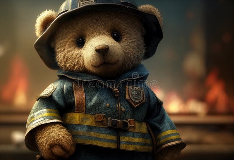 Teddy Bear in Firefighter Uniform. AI Generated Stock Illustration ...