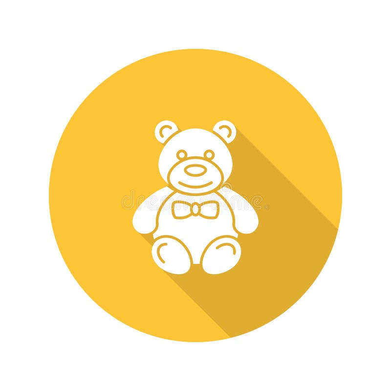 Teddy Bear Flat Design Long Shadow Glyph Icon Stock Vector ...