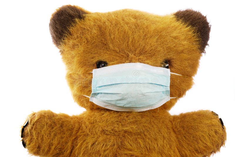Teddy bear with flu mask stock photo. Image of teddy - 11996612