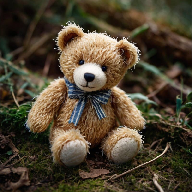 Teddy bear in the forest stock illustration. Illustration of comforting ...