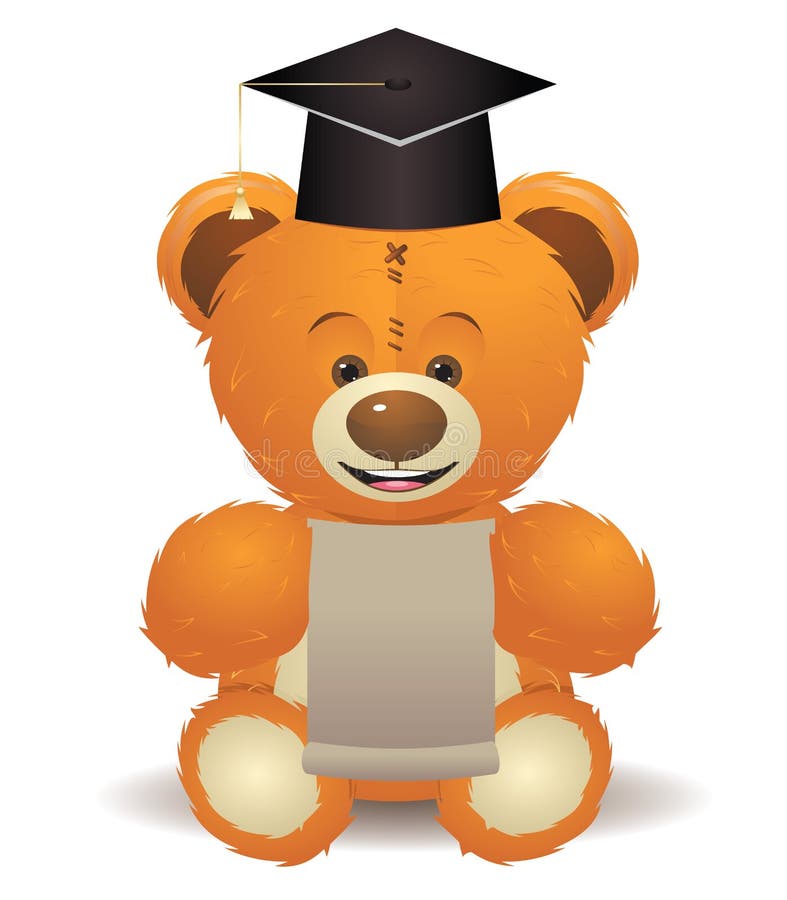 Teddy Bear in Graduation Hat Stock Illustration - Illustration of ...