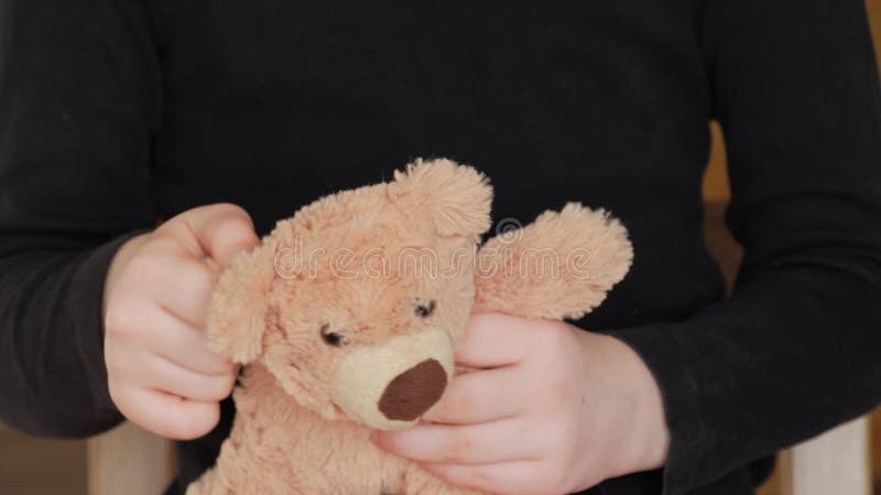 Teddy Bear in Hands of a Little Child Stock Video - Video of hands ...