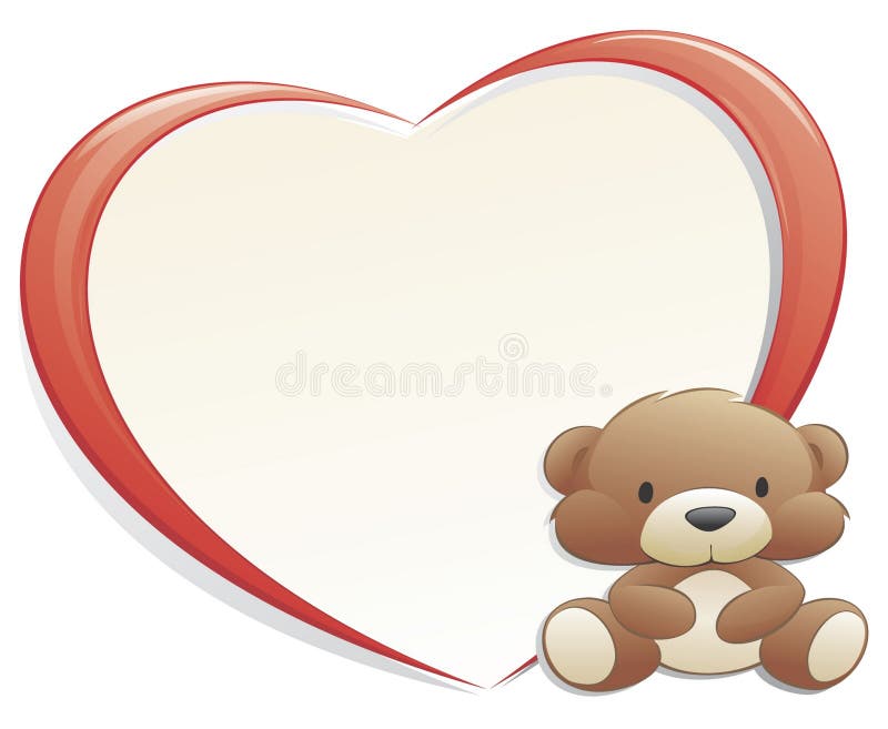 Teddy Bear with Heart-shaped Frame Stock Vector - Illustration of clip ...