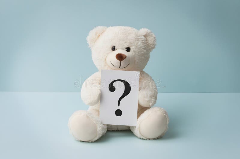 A Teddy Bear Holding a Card with a Question Mark Stock Illustration ...