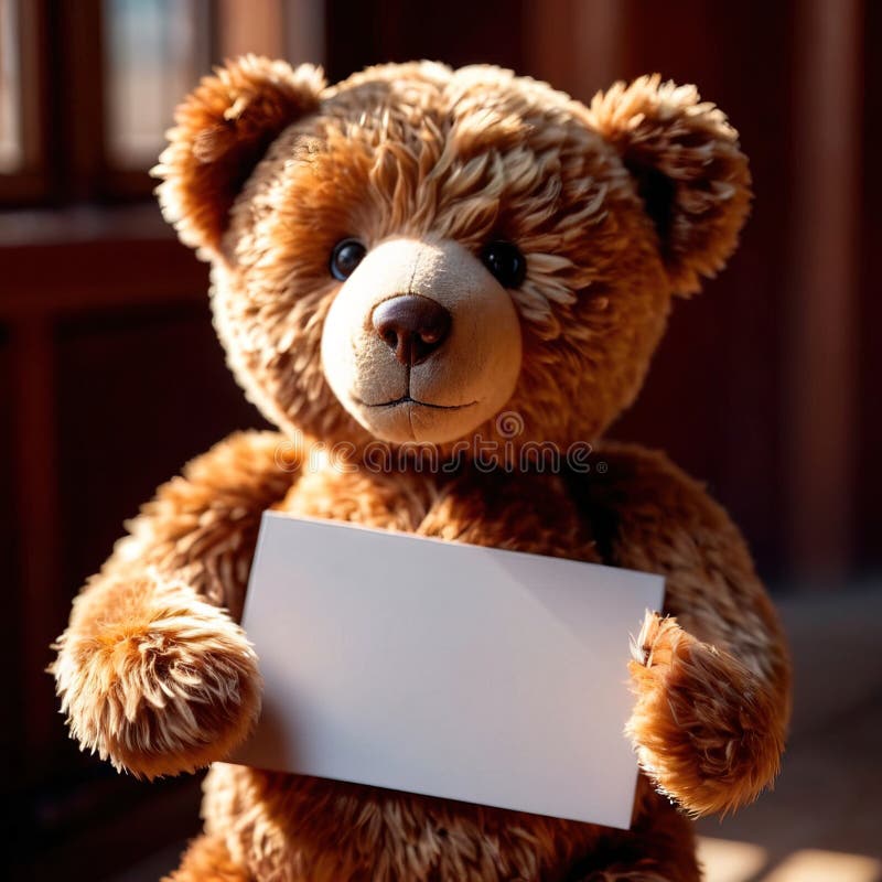 Teddy Bear Holding Empty Sign Message Stock Illustration - Illustration ...
