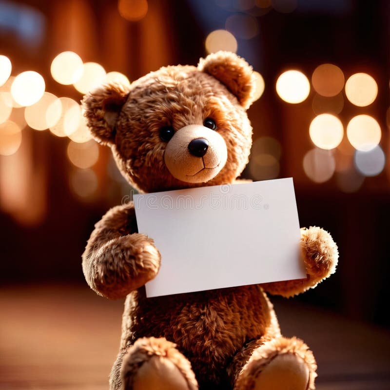 Teddy Bear Holding Empty Sign Message Stock Illustration - Illustration ...