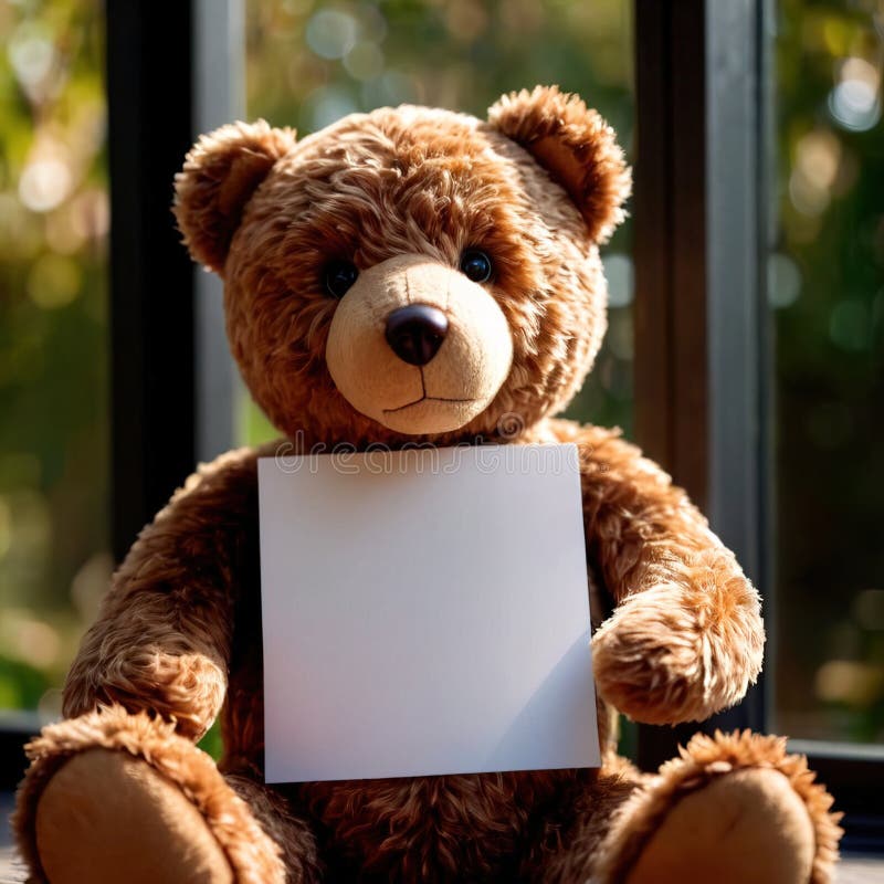 Teddy Bear Holding Empty Sign Message Stock Illustration - Illustration ...