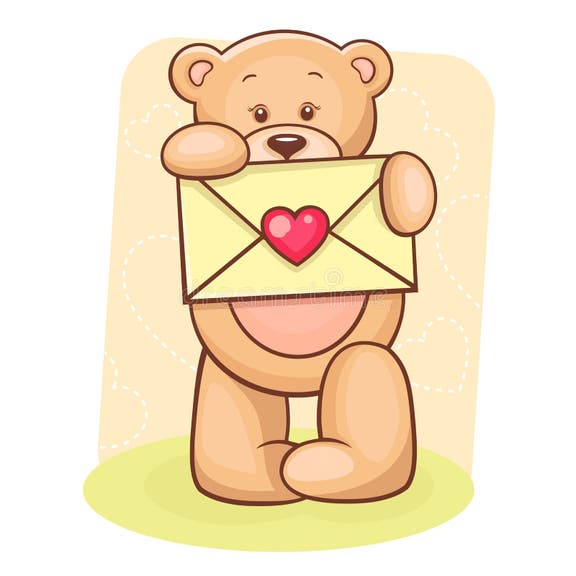 Cartoon Cute Teddy Bear Holding Envelope Stock Illustrations – 34 ...