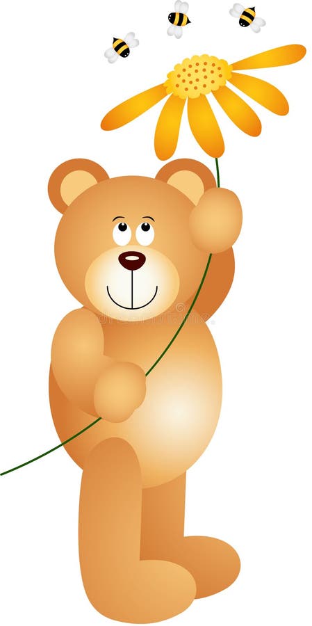 Teddy Bear Holding Flower Illustration De Vecteur Illustration Du