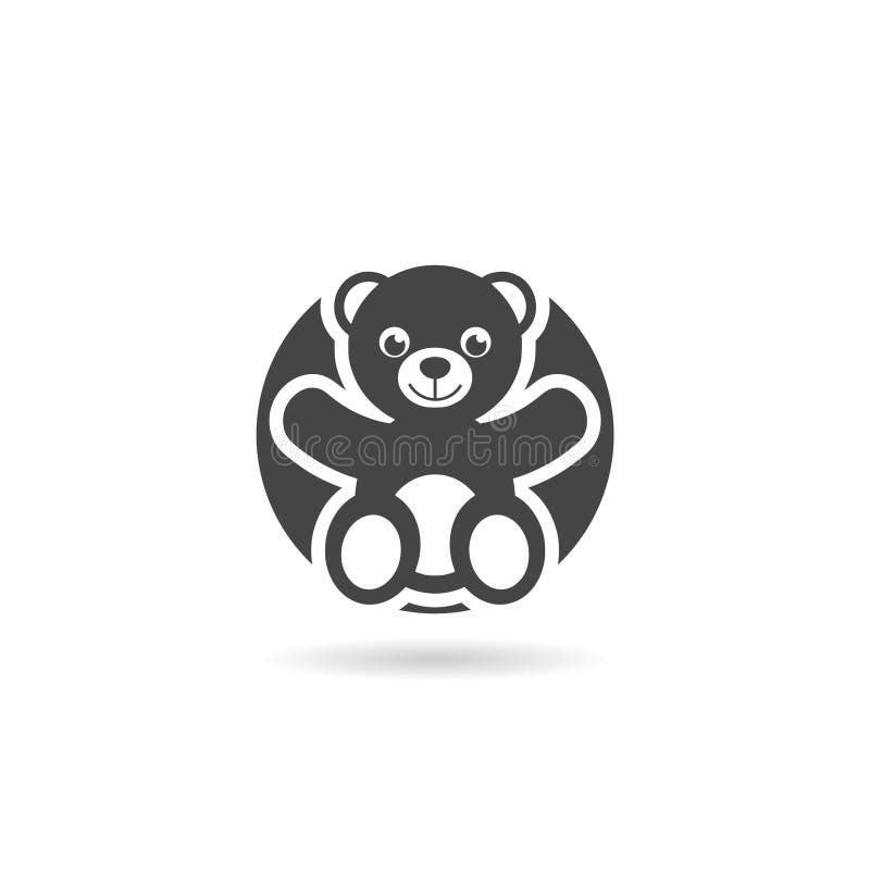 Teddy Bear Icon with Shadow Stock Vector - Illustration of childhood ...