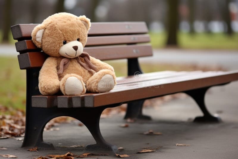 A Teddy Bear Left Behind on a Park Bench Stock Illustration ...