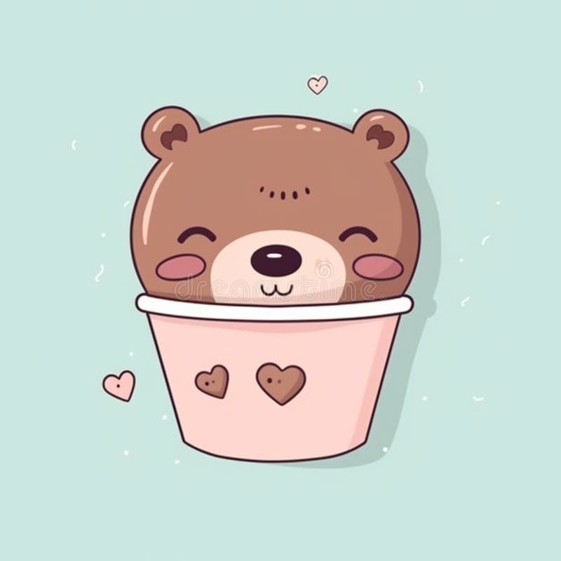Teddy bear with heart cup stock illustration. Illustration of lovely ...